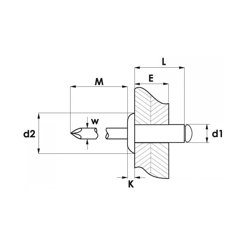Rivet tête plate 6 mm Marinox alu/acier | Rivet pop aluminium et acier ...