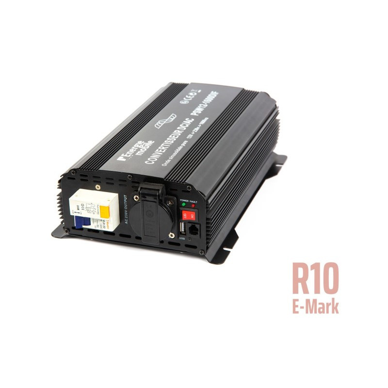 Convertisseur sinusoïdal PSW DIF-V2 1600 Va Energie Mobile | 12V DC vers 230V AC van, bateau et ...