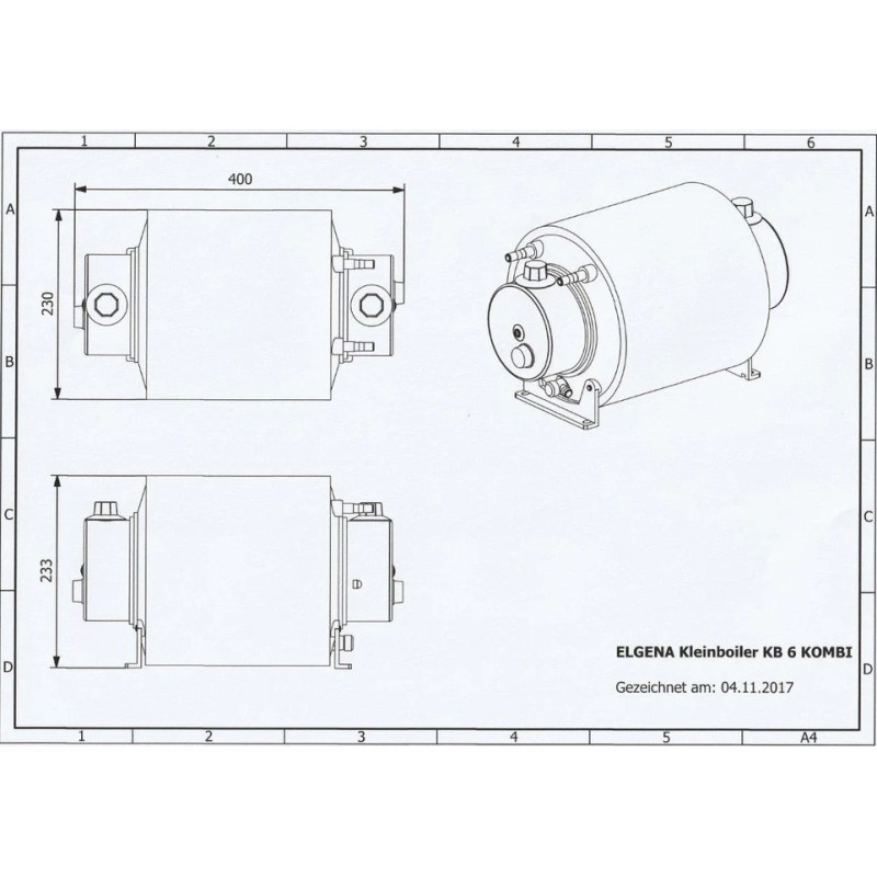 Chauffe-eau Elgena KB 6 combiné | 12 V et 230 V - 6 L pour van, camping ...