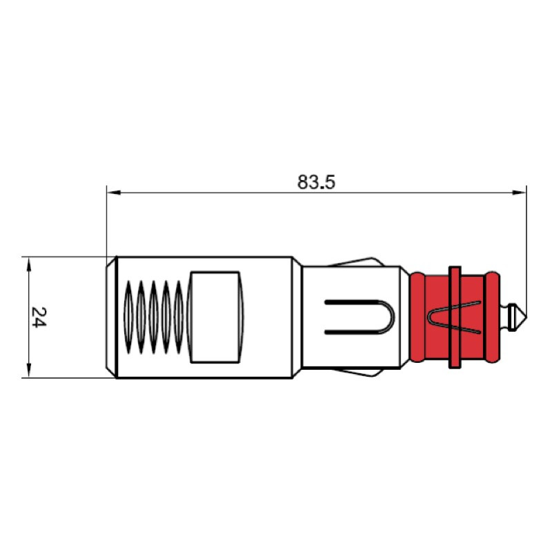 Fiche Mâle Allume-Cigare 12/24V PRO CAR 16A - Universelle 12/21mm