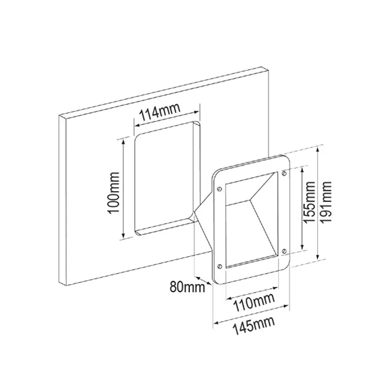 Boitier d'encastrement NUOVA RADE pour coffre de bateau.