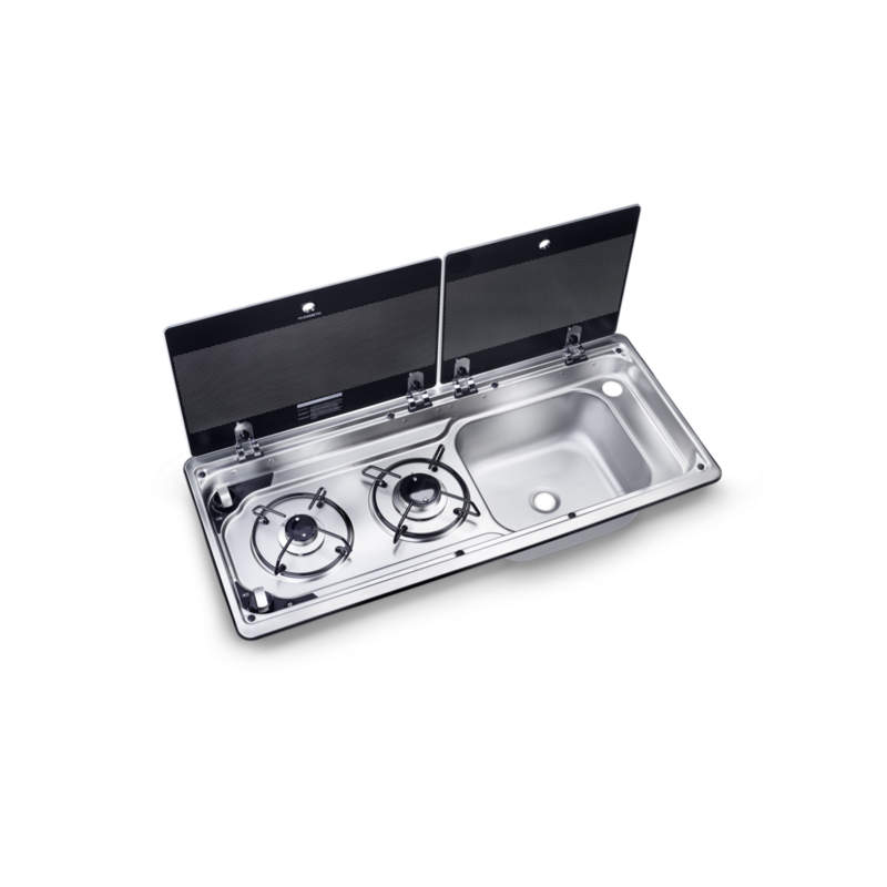 MO 9722 Dometic | Combiné réchaud/évier inox à couvercle et 2 feux pour ...