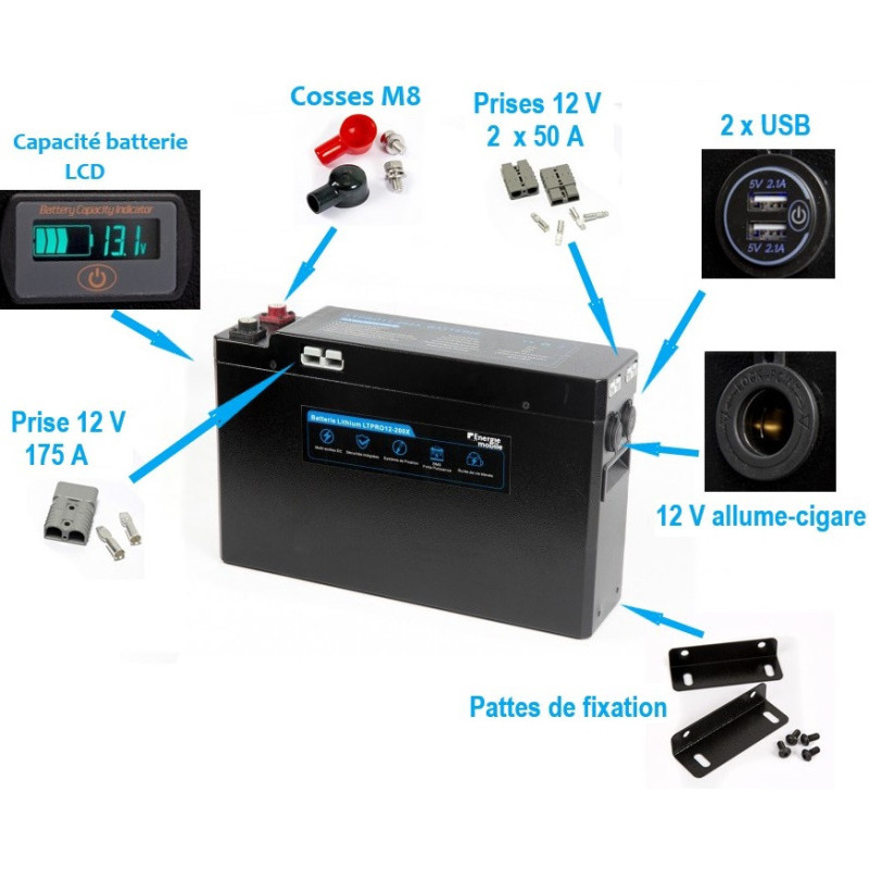 LTPRO12-200X Energie mobile Batterie Lithium pour fourgon aménagé ...