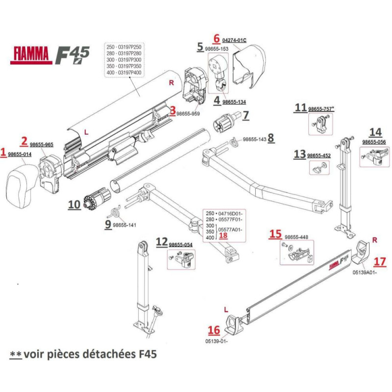 Accessoire camping-car, caravane pièces détachées store FIAMMA F45 i