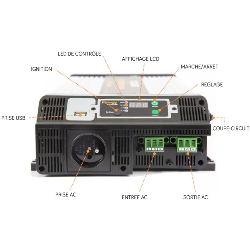 Convertisseur de tension 12/230 V ENERGIE MOBILE PS12-2500RT ...