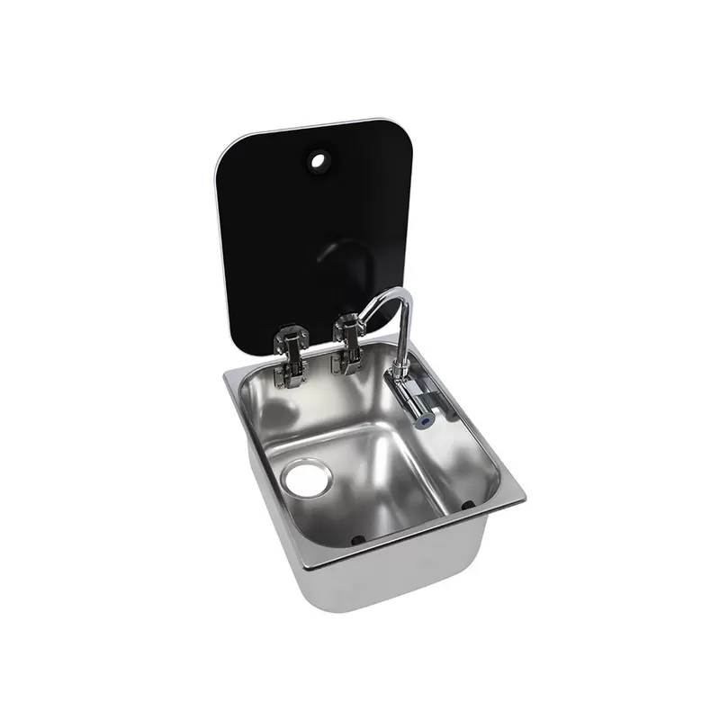 Evier inox CARBEST avec couvercle et robinet 322 x 352 mm pour van ...