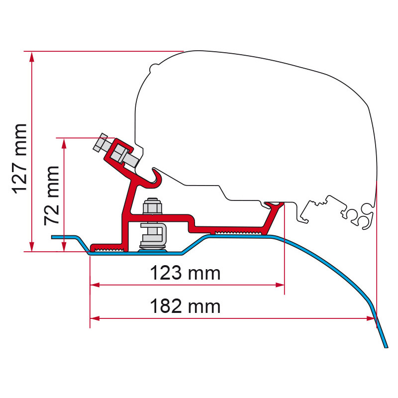 Kit F65/F80 Ducato L4 super long FIAMMA - pattes adaptateur pour store ...