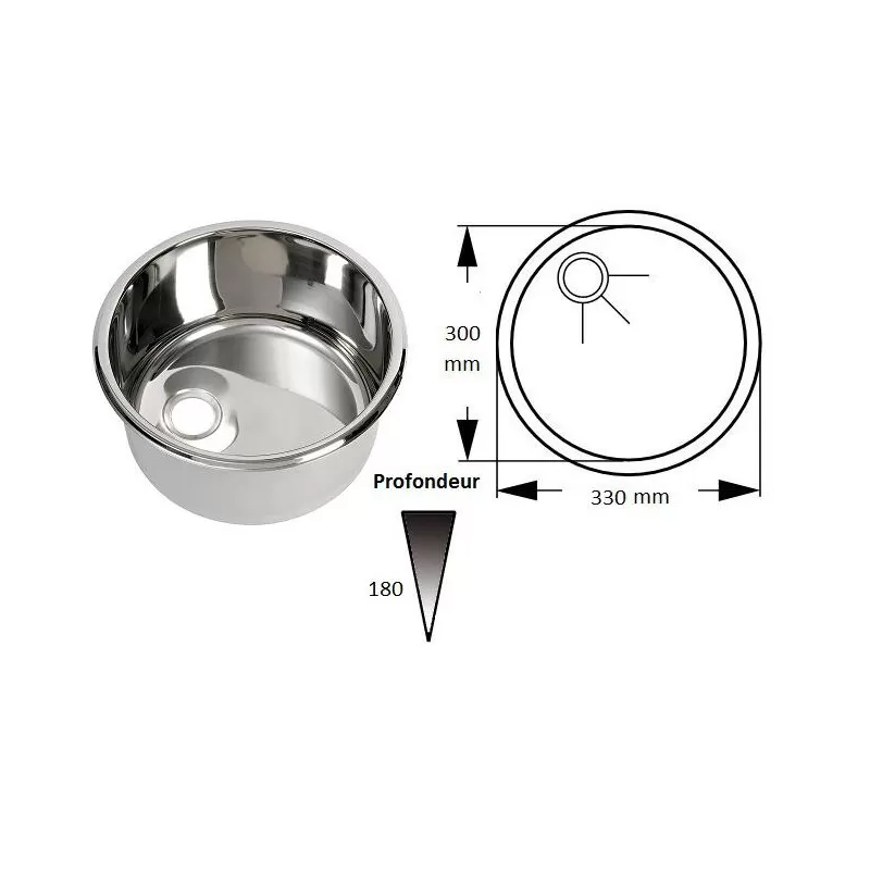 Evier rond inox CAN - évier de cuisine à encastrer pour van, camping ...