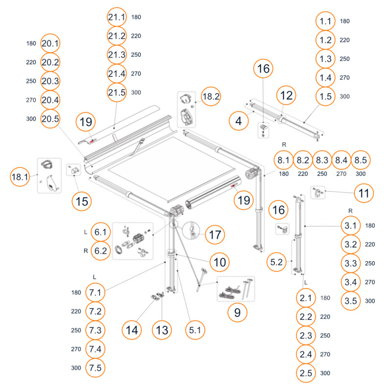 Pièces détachées store FIAMMA F35 Pro - Accessoire fourgon aménagé ...