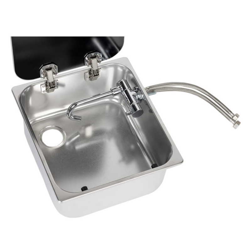 Evier inox CARBEST avec couvercle et robinet 322 x 352 mm pour van ...