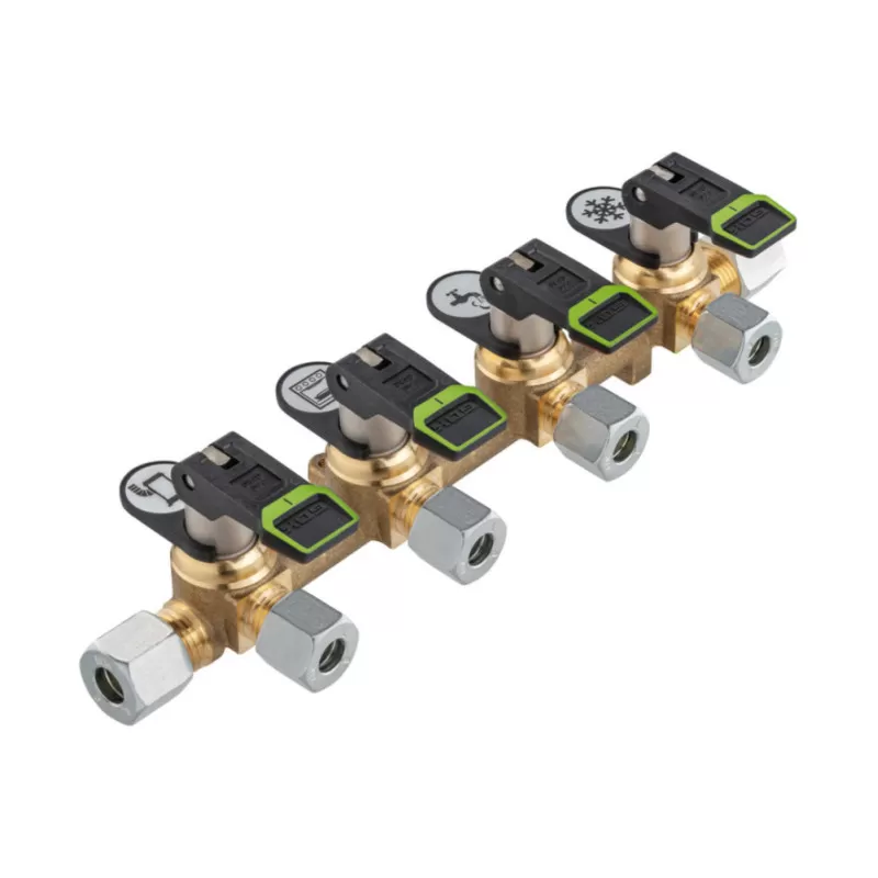 Vanne gaz à levier 4 voies GOK - Vanne à connexion rapide pour fourgon ...