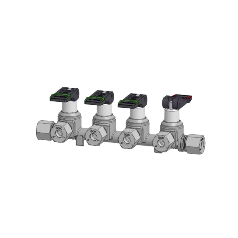 Vanne gaz à levier 4 voies GOK - Vanne à connexion rapide pour fourgon ...