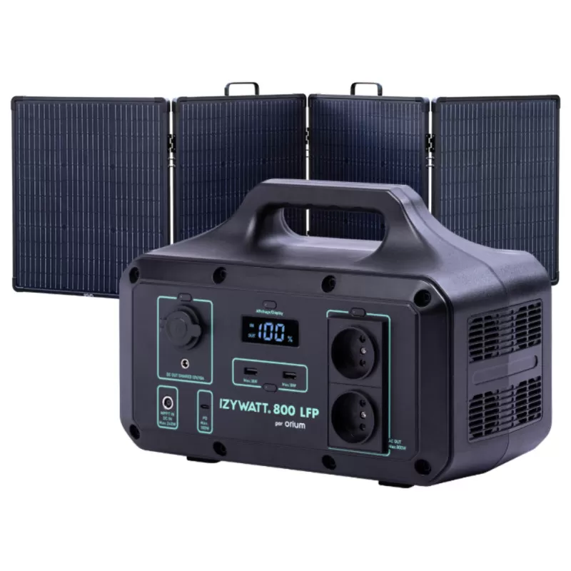 ORIUM Pack IZYWATT 800 + Panneau solaire pliant 200 W - Pack nomade pour van, bivouac, randonnée ...