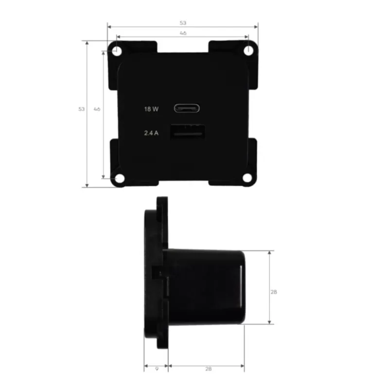 HABA C-Line double prise USB 12 V pour van, fourgon, camping-car et ...