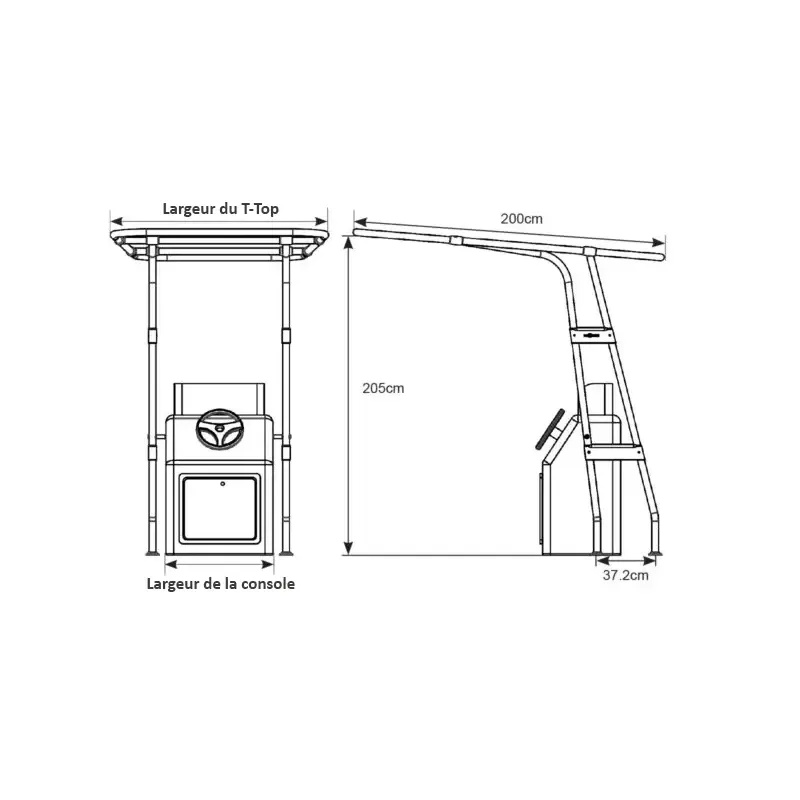 T-Top professionnel OCEANSOUTH aluminium | Roll-bar, T-top, anneau de ...