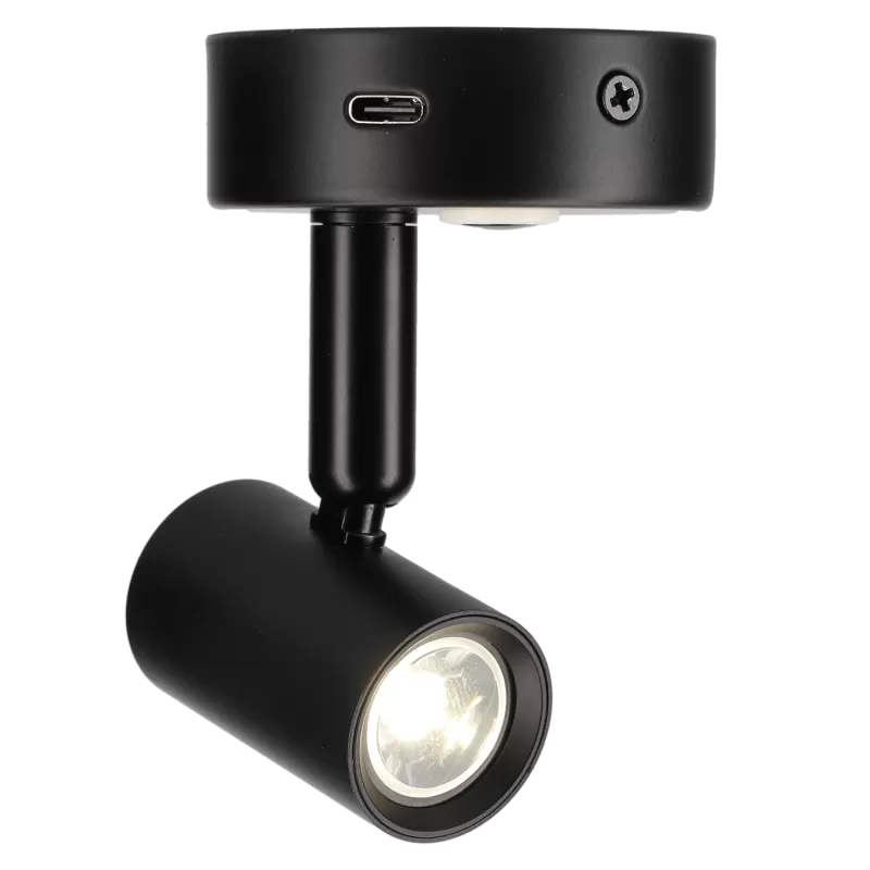 Spot LED noir avec USB-C Felino Haba | Eclairage intérieur pour camping ...