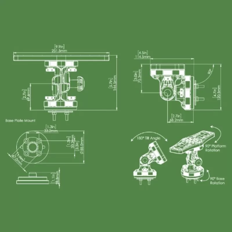 Plateforme rotative HEXX Railblaza 252 mm | Accessoire Sondeur | H2R ...