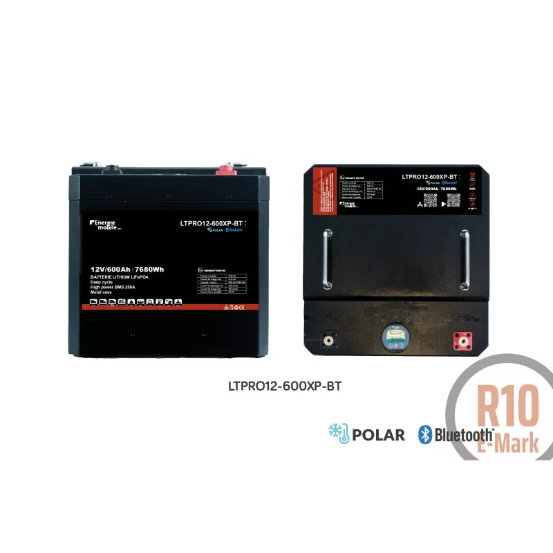 Batterie Lithium LTPRO12-600XP-BT Energie Mobile 12V / 600 Ah pour camping-car & bateau | H2R ...