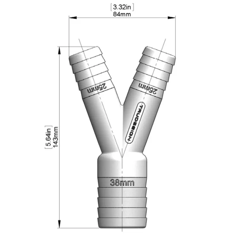 Raccord Y cannelé blanc 25-25-38 Trudesign | Embout plomberie, raccord ...