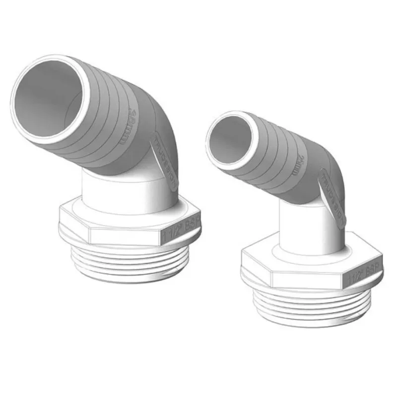 Coude 120° MM fileté cannelé blanc joint bleu Trudesign| Raccord ...