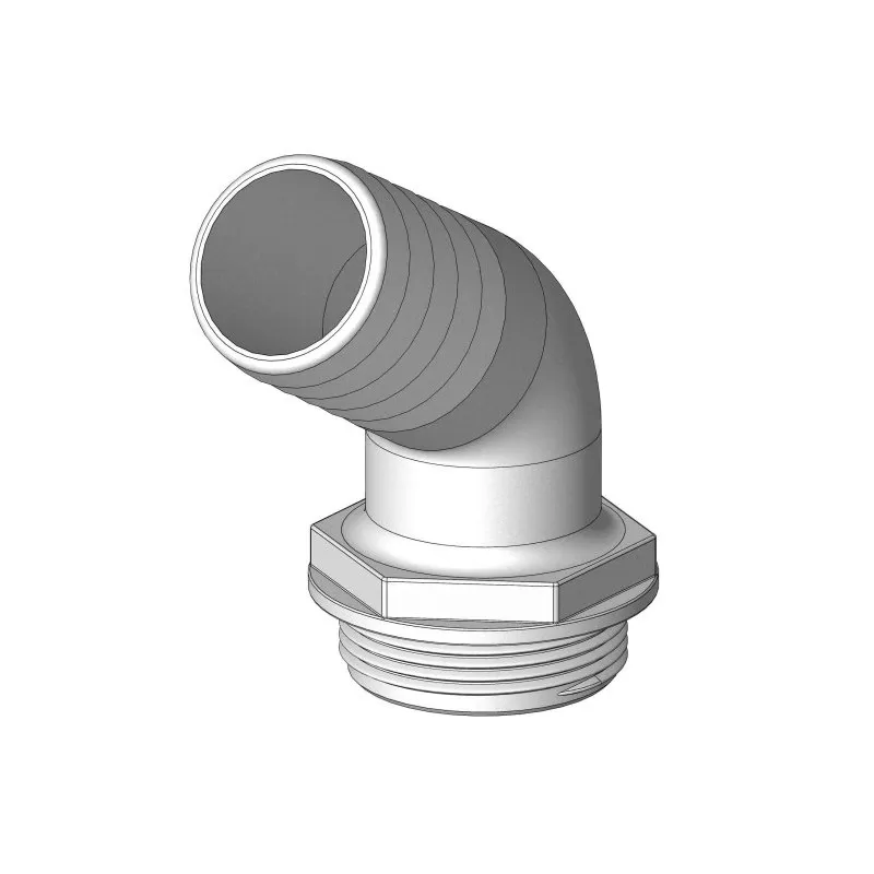 Coude 120° MM fileté cannelé blanc joint bleu Trudesign| Raccord ...