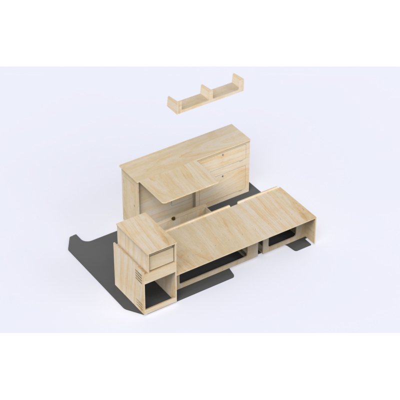 Kit meuble Nomad Universel Simple Vans | Pack aménagement bois à ...