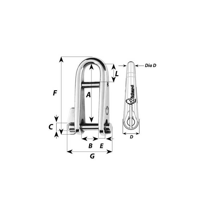 Manille inox HR rapide à barrette Wichard | Manille pour accastillage ...