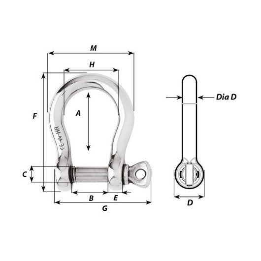 Manille inox HR lyre wICHARD | Manille pour accastillage bateau à voile ...