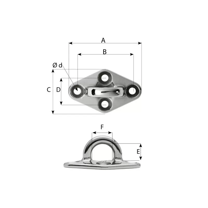 Cadène losange anse ronde Wichard | Cadène pontet accastillage plan de ...